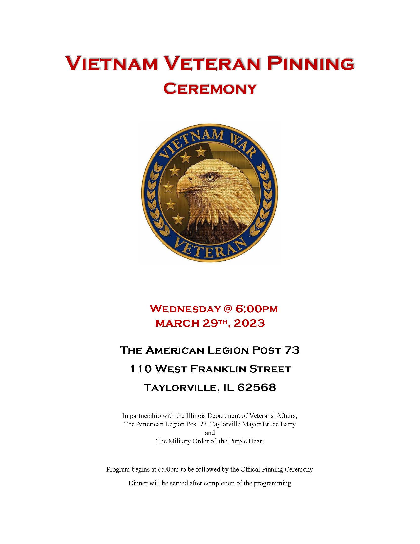 Vietnam War Veterans Pinning Ceremony